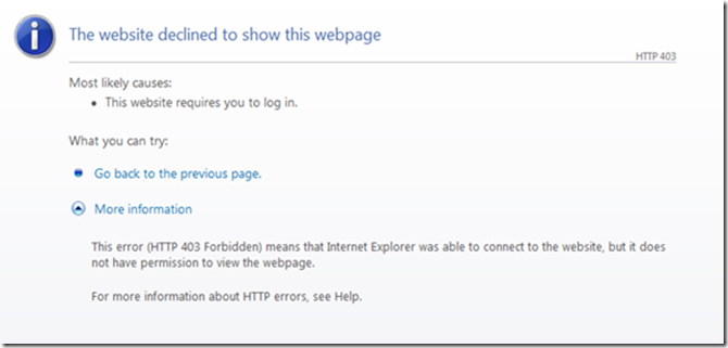 HTTP 403 when opening Sharepoint page